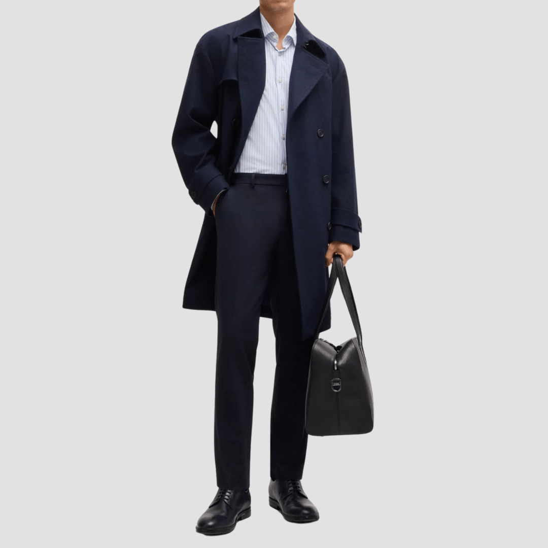 Boss Slim Fit Hank-Kent Shirt in Blue and White Stripe – Mens Suit ...