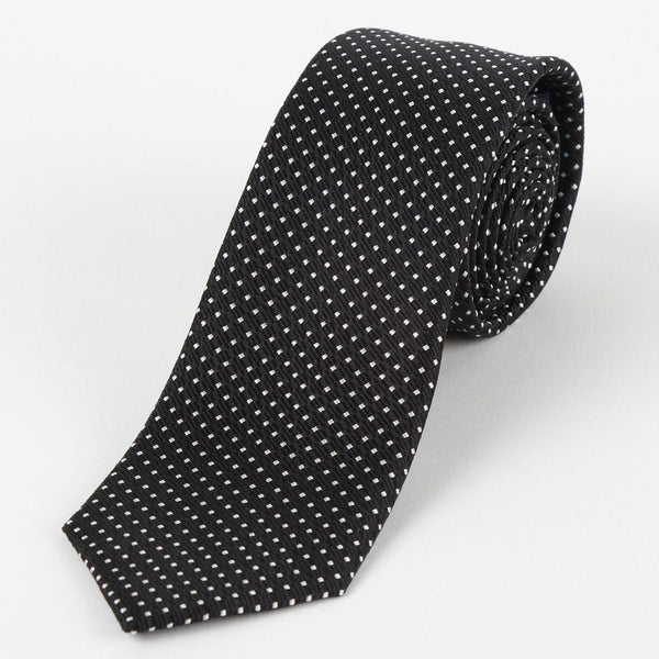 Neck Tie | Spotted Pure Silk Neck Tie Black and White | James Adelin ...