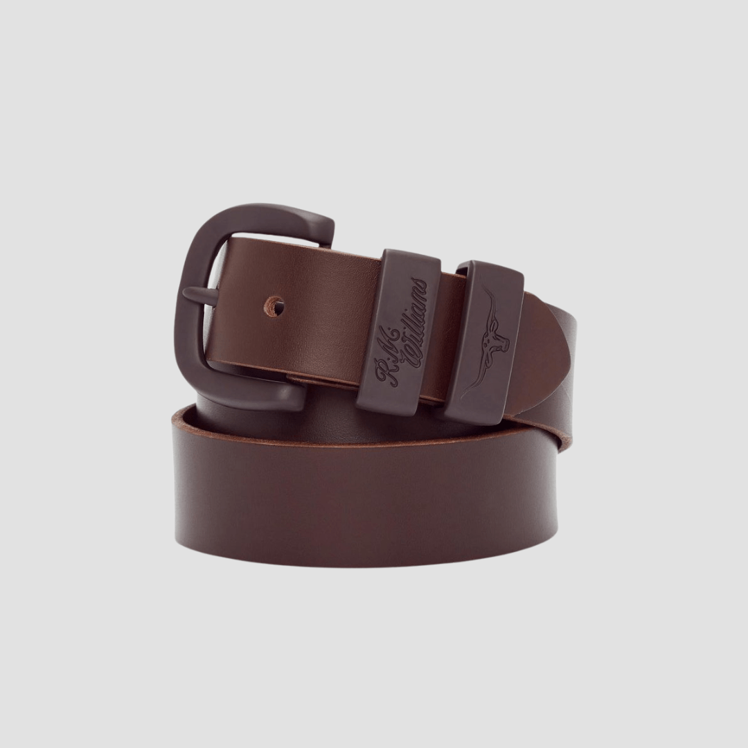 R.M. Williams Mens Leather Drover Belt in Chocolate - In Store Only ...