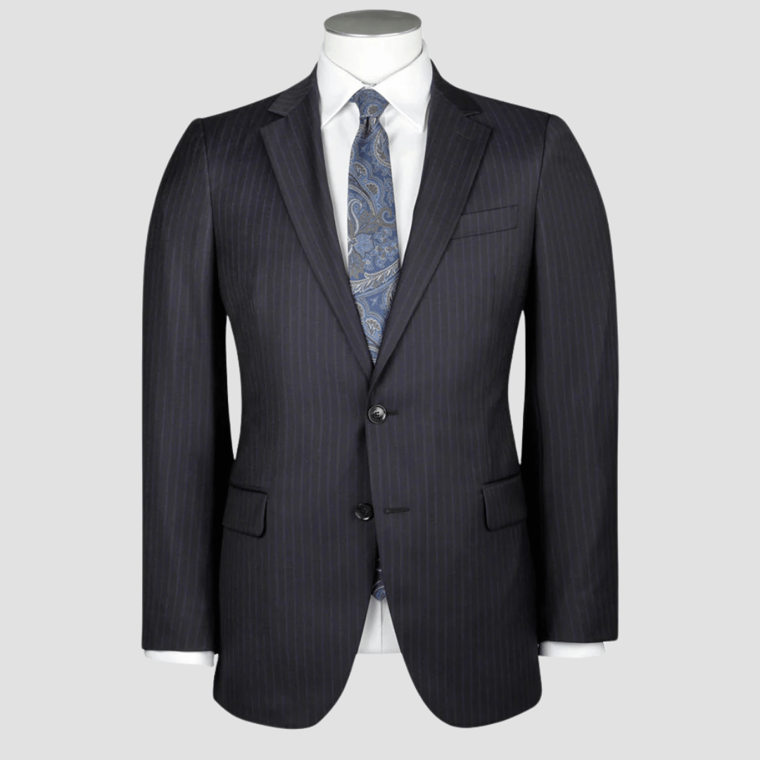 Rembrandt Original Fit Cooper Suit in Navy Stripe Pure Wool – Mens Suit ...