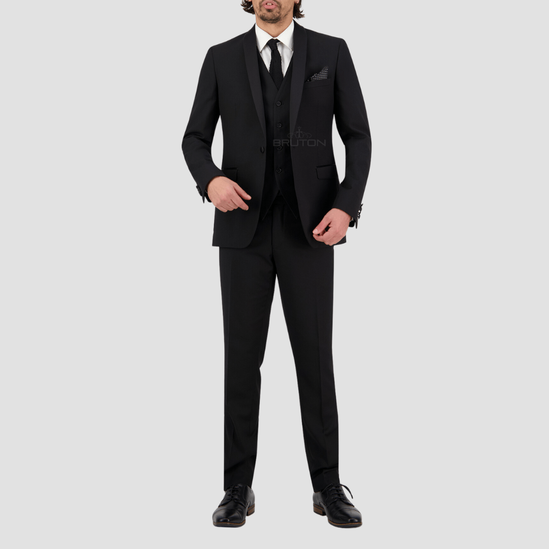 Bruton Slim Fit Mens David Suit in Black SSA8 – Mens Suit Warehouse ...