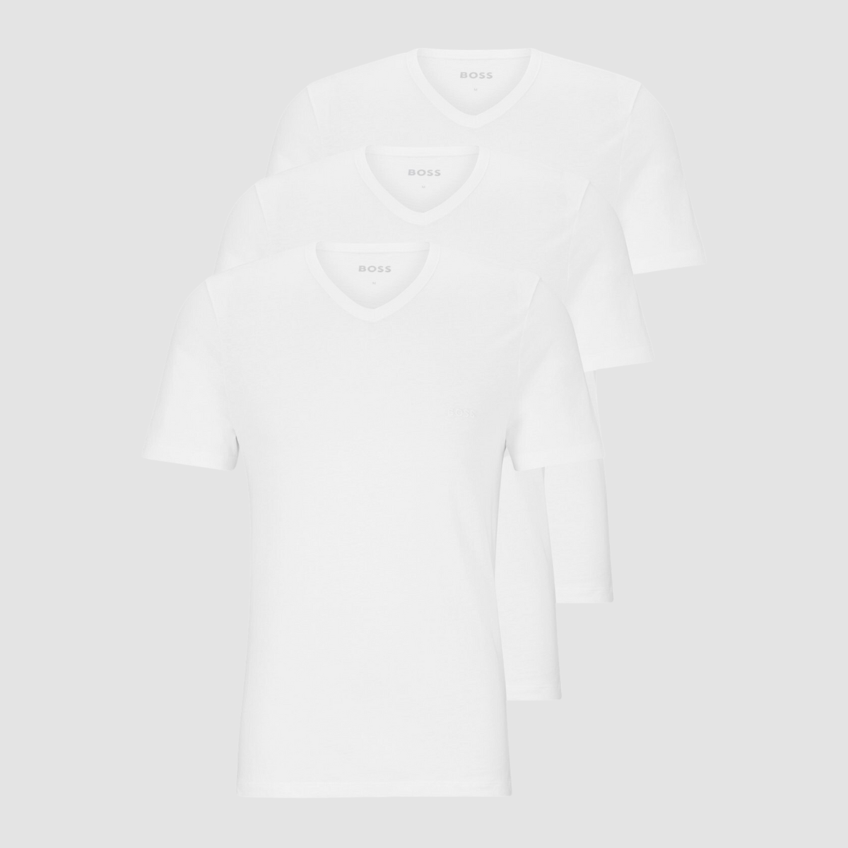 Hugo Boss Embroidered Logo Soft Cotton V-Neck T-Shirt 3 Pack in White ...