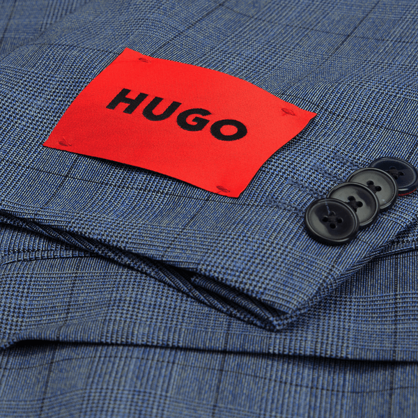 Hugo Boss slim fit henry getlin three piece mens suit in blue check ...