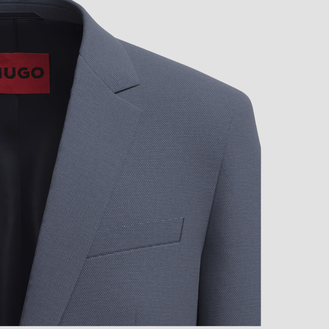 Hugo Boss slim fit henry suit in blue micro dot wool blend – Mens Suit ...