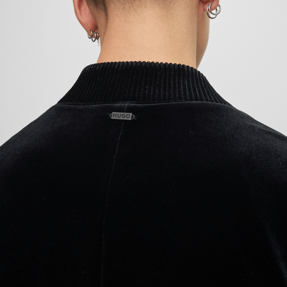 Hugo Boss Slim Fit Ukashi234J Velour Bomber Jacket in Black – Mens Suit ...