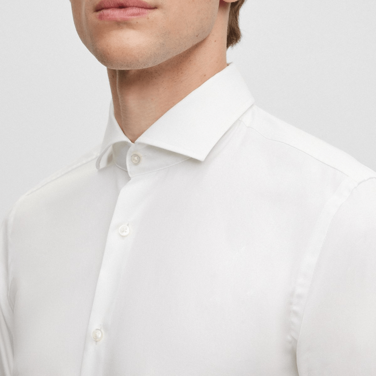 Hugo Boss Slim Fit Hank-Spread Shirt in White – Mens Suit Warehouse ...