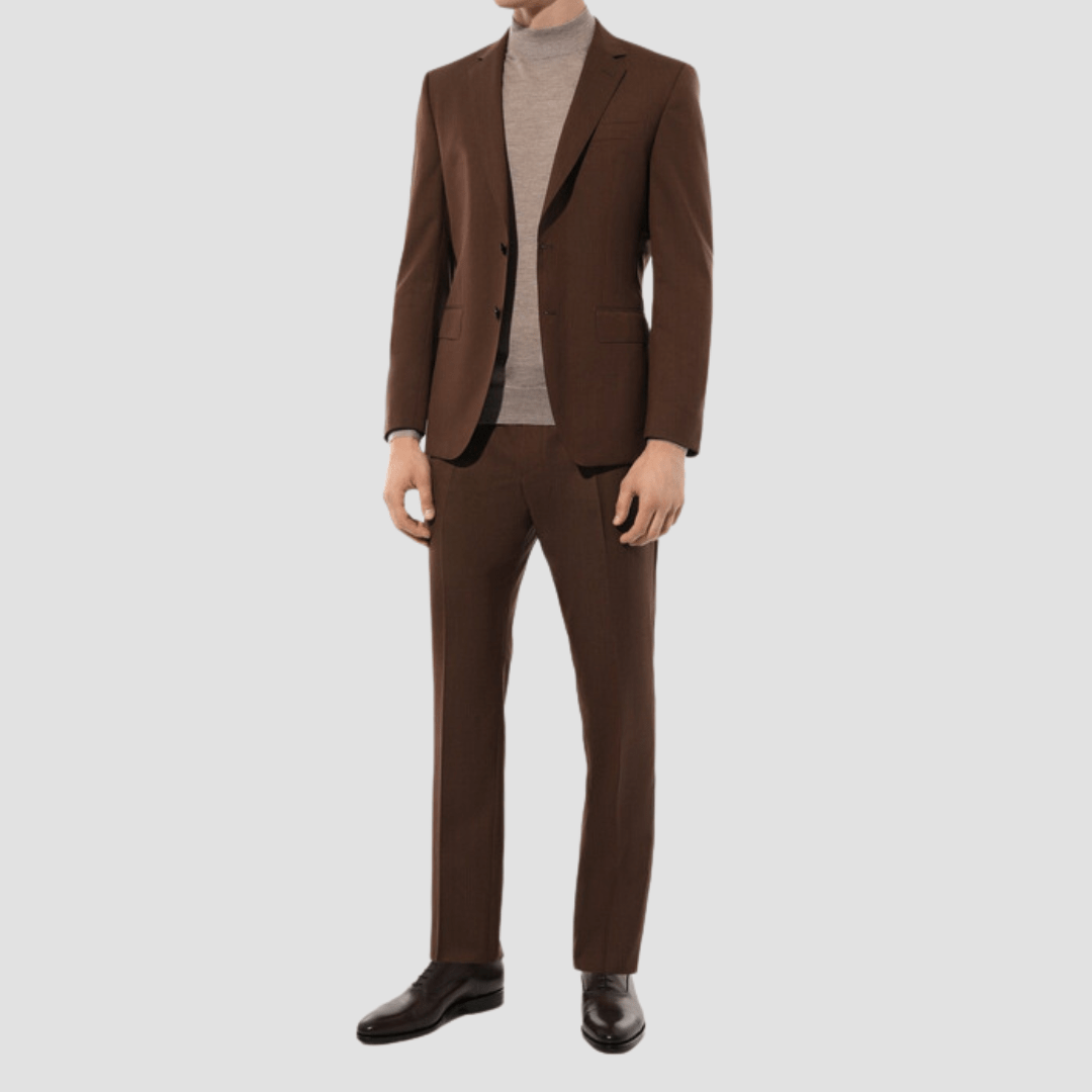 Mens Suits | Hugo Boss Slim Fit Suit in Brown Pure Wool | Mens Suit ...