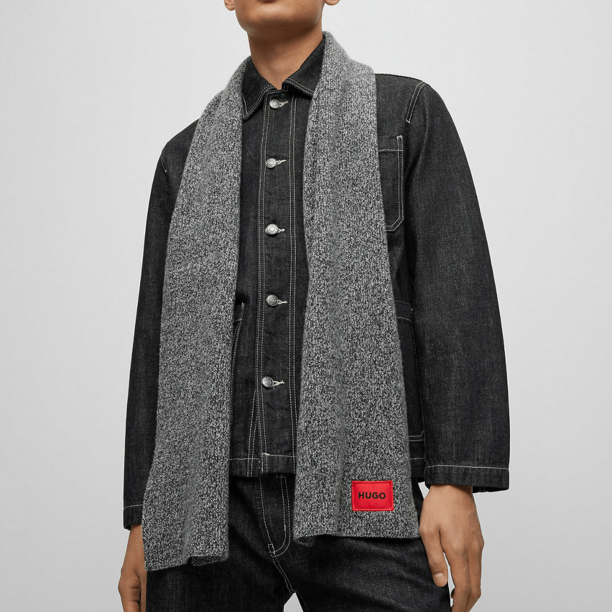 Hugo Boss mens zaff ribbed scarf in grey wool blend – Mens Suit ...