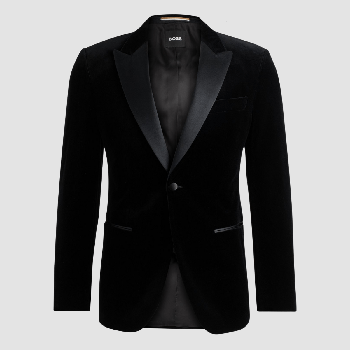 Hugo Boss Slim Fit Hutson Tuxedo Jacket in Black Pure Cotton Velvet ...
