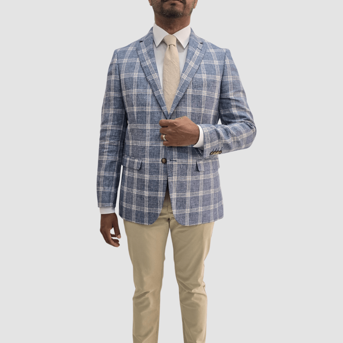 Jenson Mens Slim Fit Aaron Linen Sports Jacket in Blue Check – Mens ...