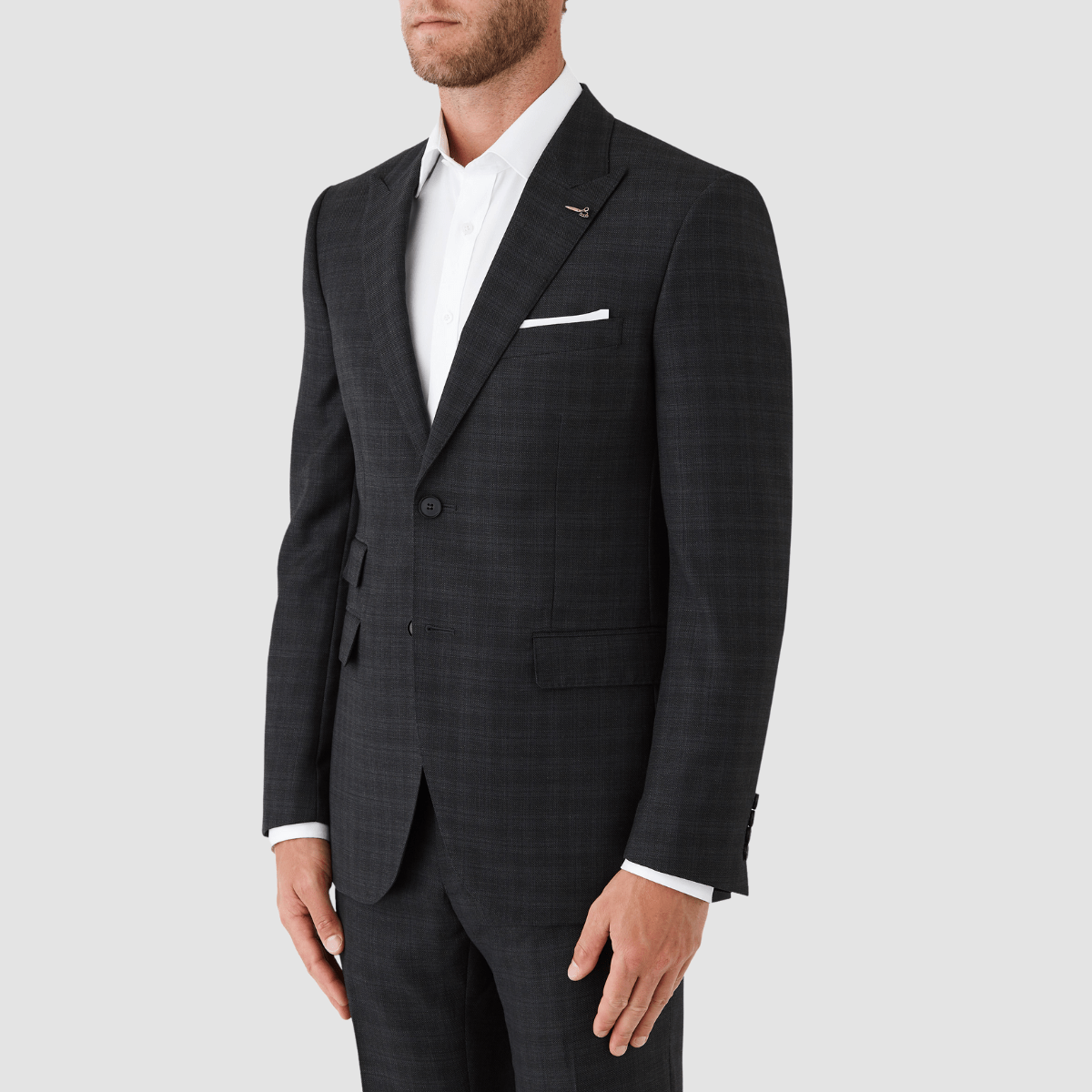 Joe Black Tailored Fit Convoy Suit in Charcoal Check Pure Wool – Mens ...
