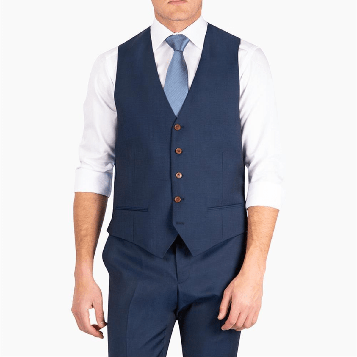 Rembrandt Classic Fit Churchill Suit Vest in Blue Contrast Twill Pure ...