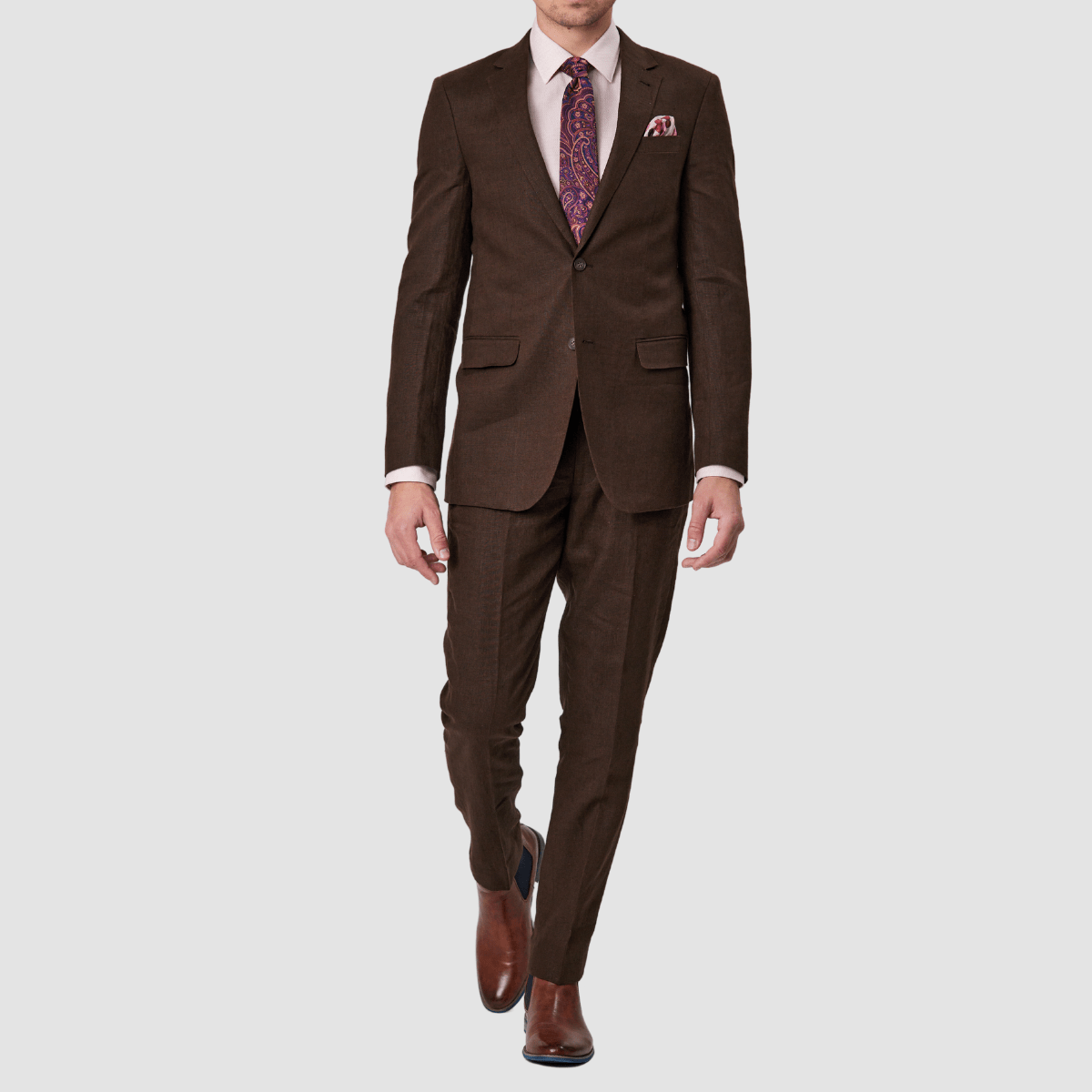 Savile Row Tailored Fit Mens Abram Linen Suit in Brown – Mens Suit ...