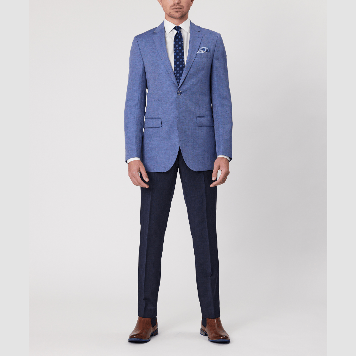 Savile Row Tailored Fit Mens Abram Suit Jacket in Sky Linen – Mens Suit ...