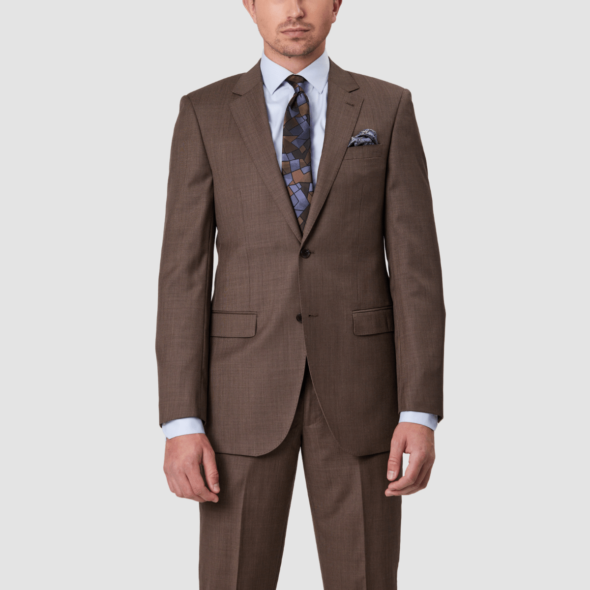 Savile Row Tailored Fit Mens Abram Suit in Latte Brown Pure Wool – Mens ...