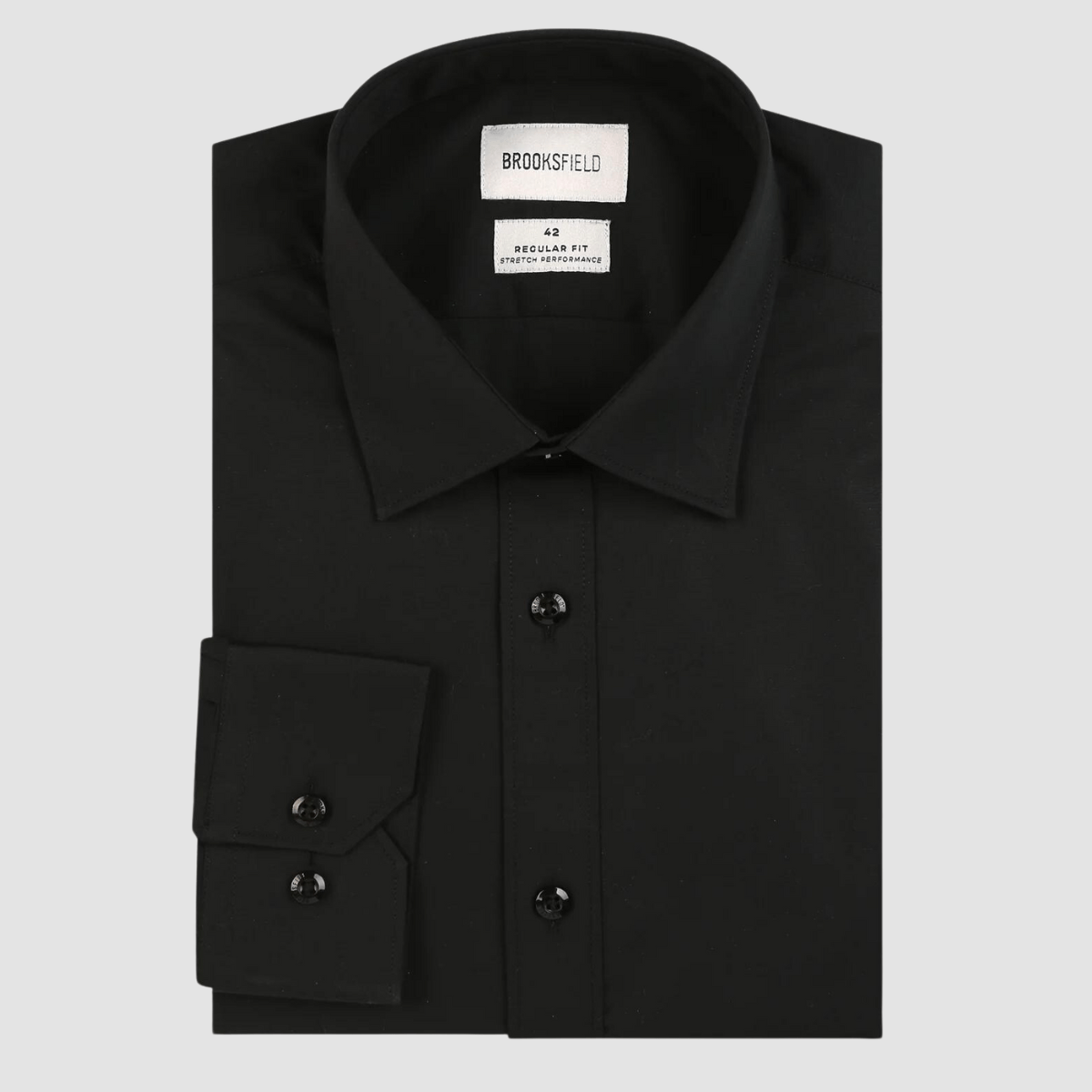 Brooksfield Tailored Fit Performance Business Shirt in Black – Mens ...
