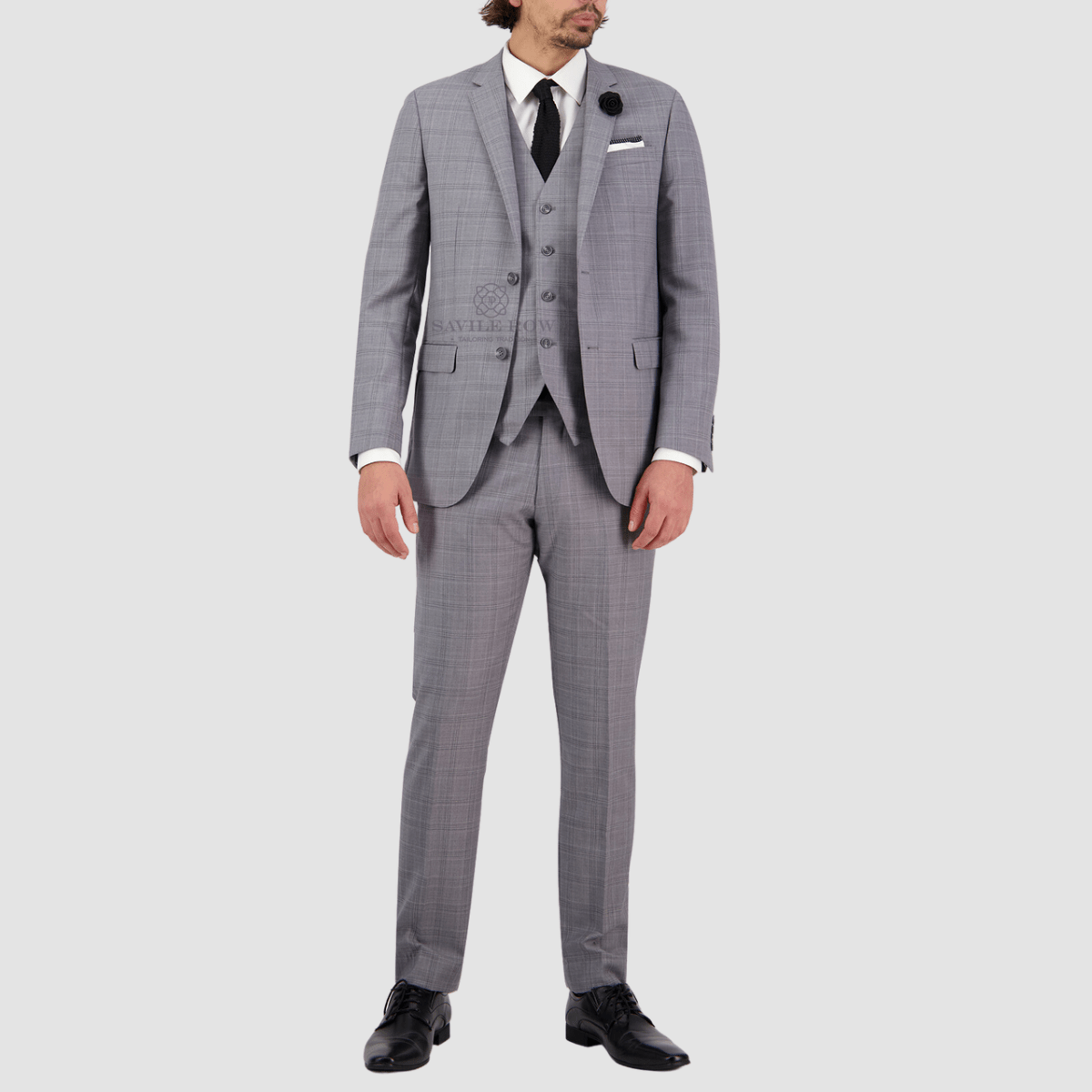 Mens Suits | Savile Row Slim Fit Abram Checked Suit in Silver Grey ...