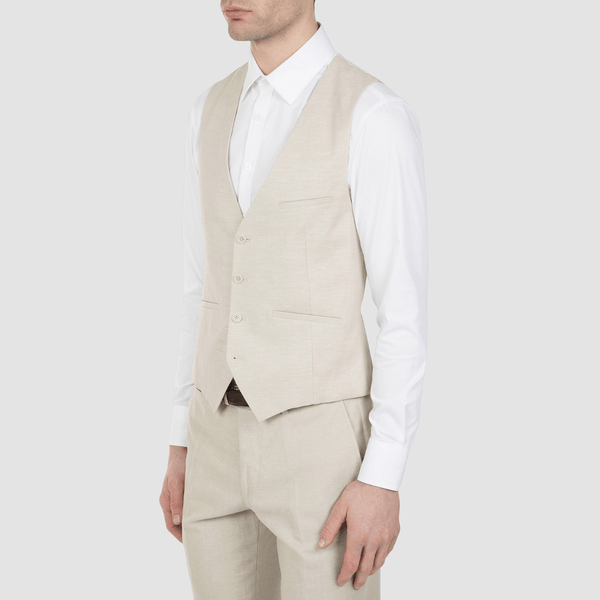 Uber Stone Slim Fit Nick Vest in Beige Sand – Mens Suit Warehouse ...